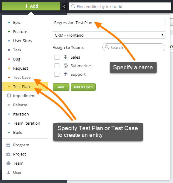 Test Cases and Test Plans creation | Targetprocess - Enterprise Agility ...