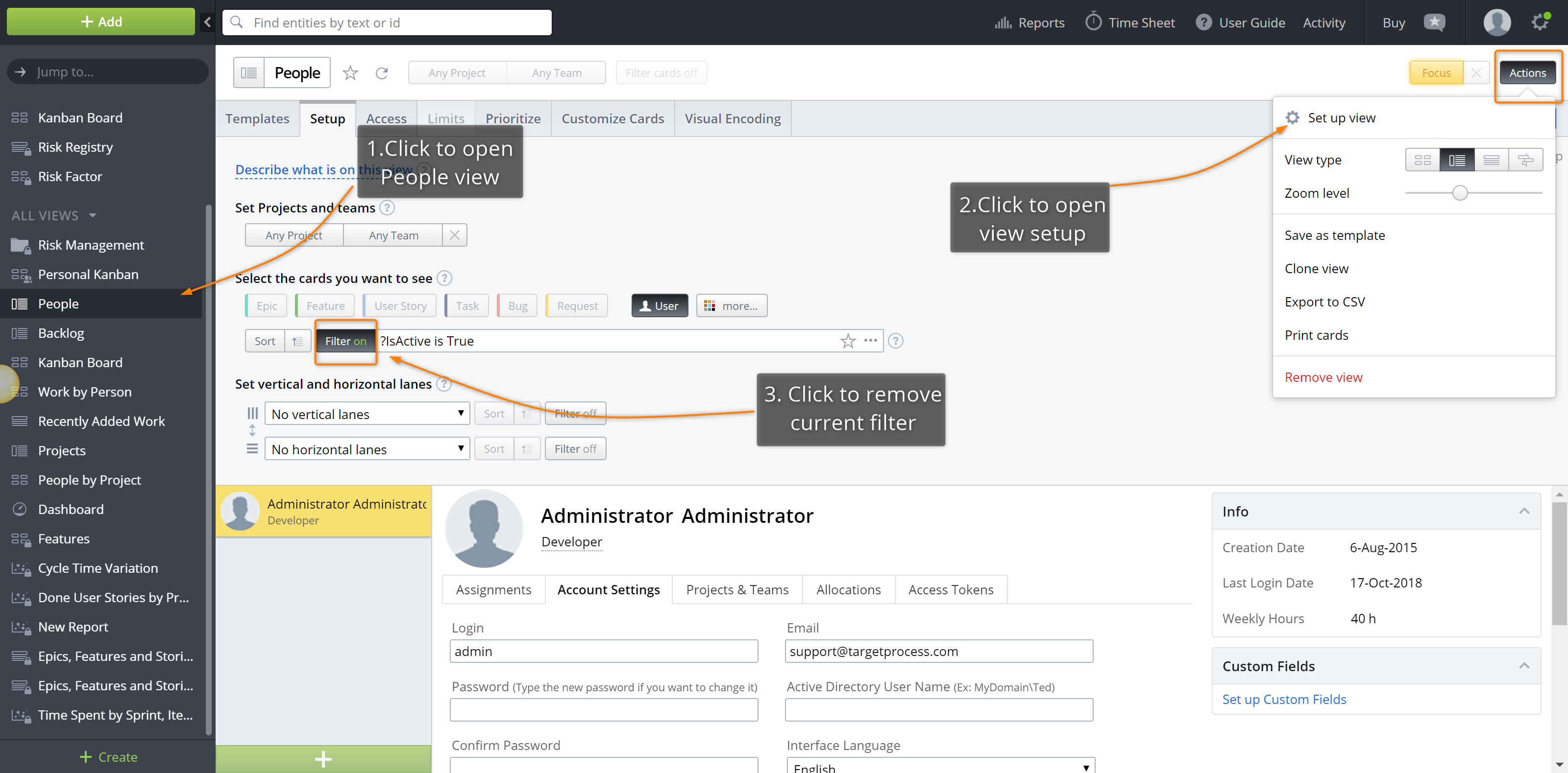 Active and Inactive Users | Targetprocess - Enterprise Agility Solution