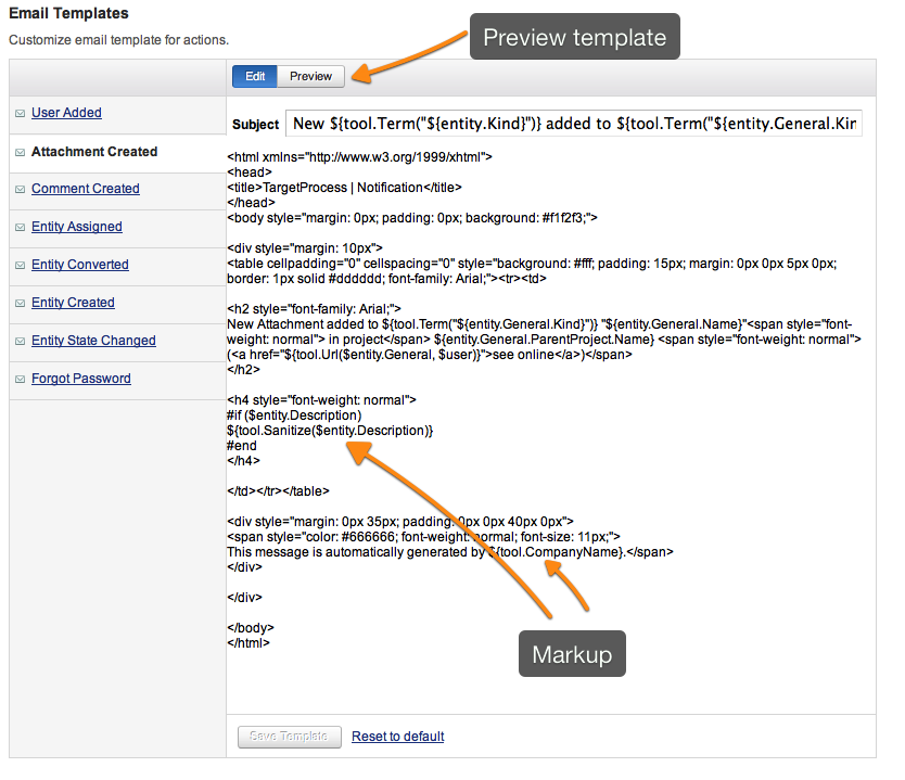 How to change an email notification template | Targetprocess ...
