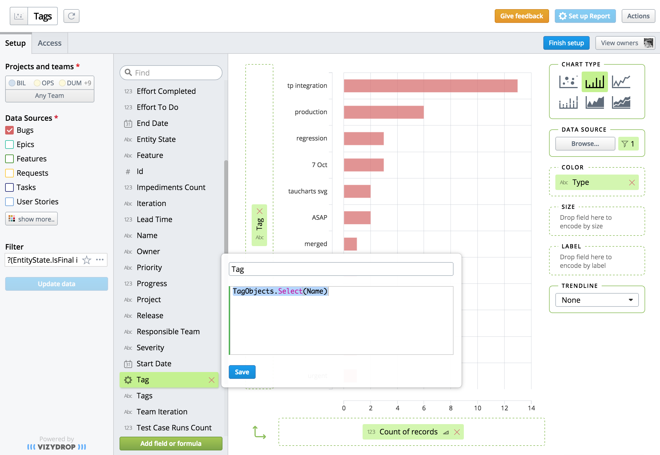 Custom Formulas For Data Fields In Visual Reports Targetprocess Enterprise Agility Solution