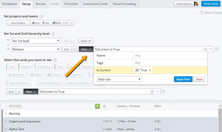 Progress Summary view | Targetprocess - Enterprise Agility Solution