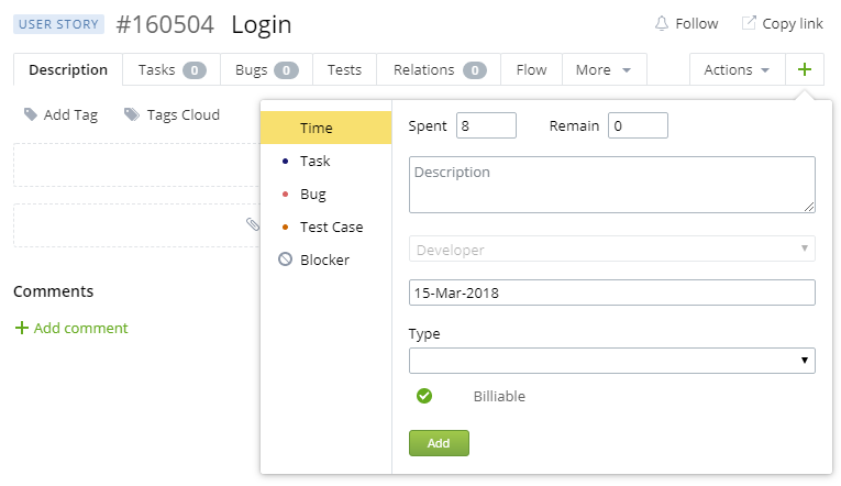 How to enable and customize Add Time forms | Targetprocess - Enterprise Agility Solution