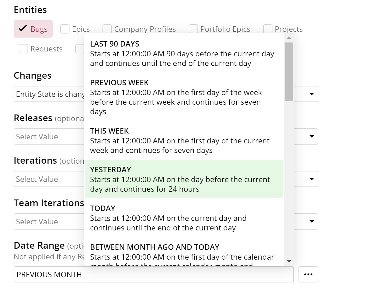Historical Report on State Transitions | Targetprocess - Enterprise ...