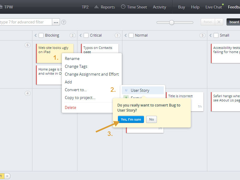 Convert An Entity to Another Type | Targetprocess - Enterprise Agility Solution
