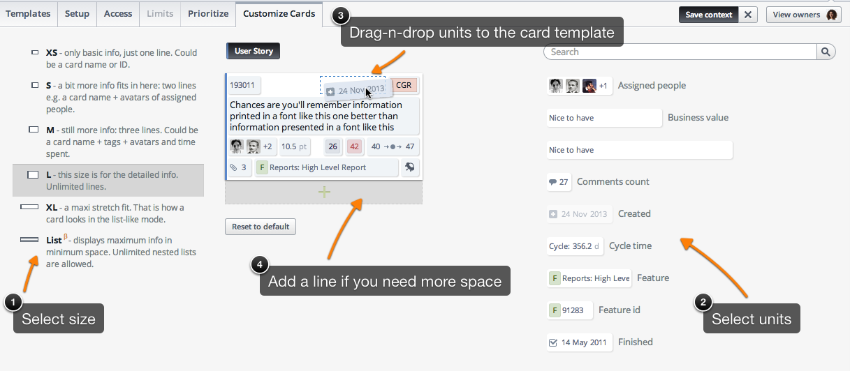 Customize cards on Boards and Lists | Targetprocess - Enterprise ...