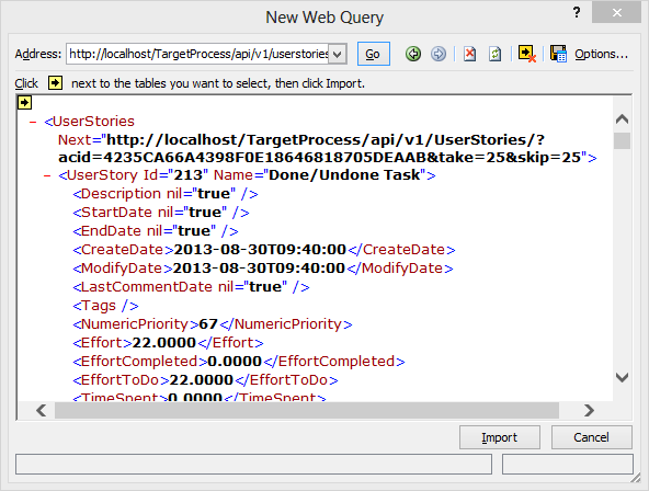 Integration Between Targetprocess And Microsoft Excel Via Rest Api Targetprocess Enterprise
