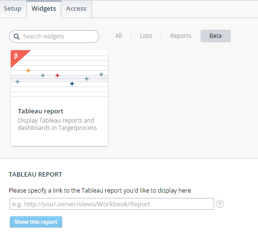 Tableau Reports widget for dashboards | Targetprocess - Enterprise ...