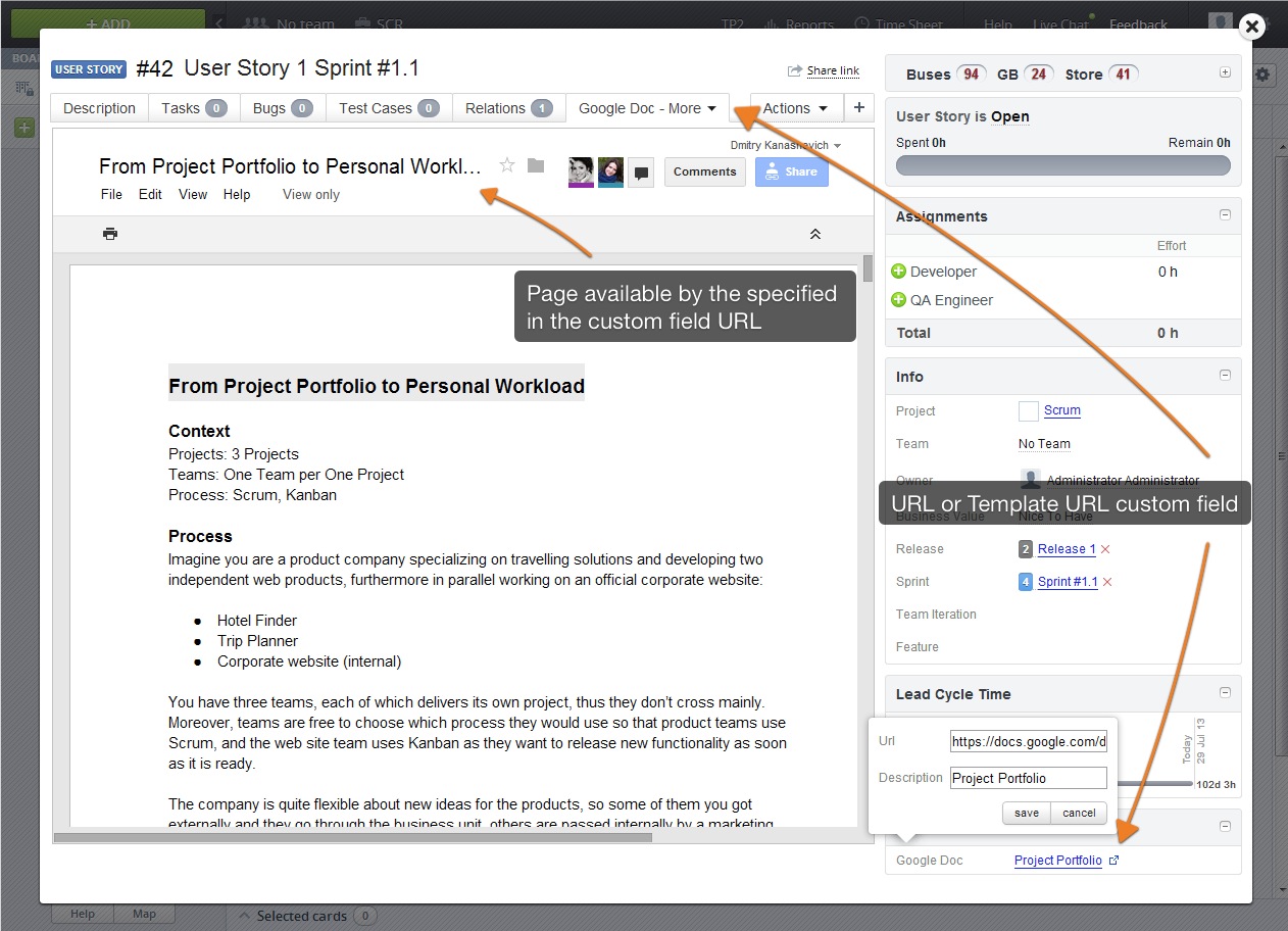 Embedding content from external tools | Targetprocess - Enterprise ...