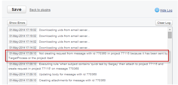 Why do I get “Not creating request” message in email plugin log? | Targetprocess - Enterprise ...