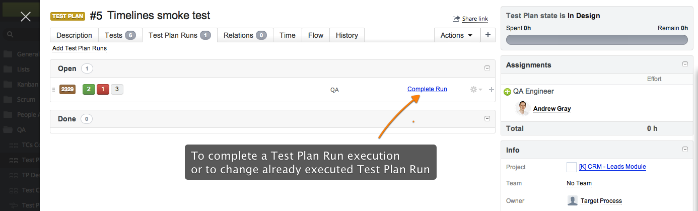 How to execute a Test Plan Run | Targetprocess - Enterprise Agility ...