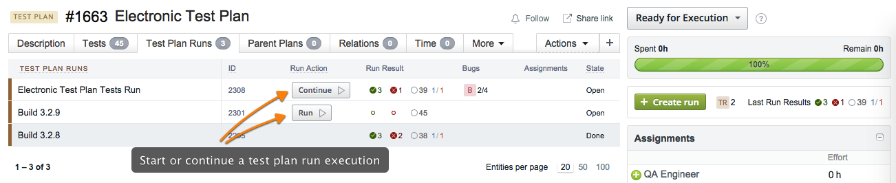 Test Case Runs and Test Plan Runs creation and execution ...