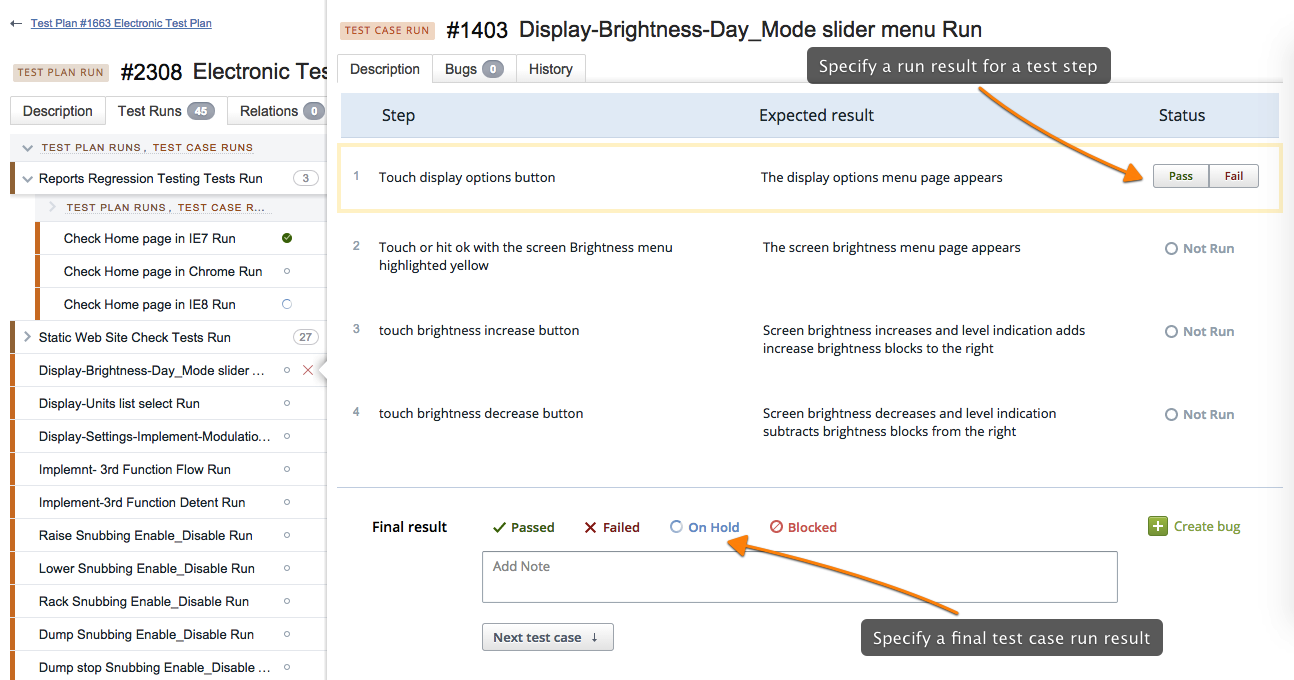 Test Case Runs and Test Plan Runs creation and execution ...