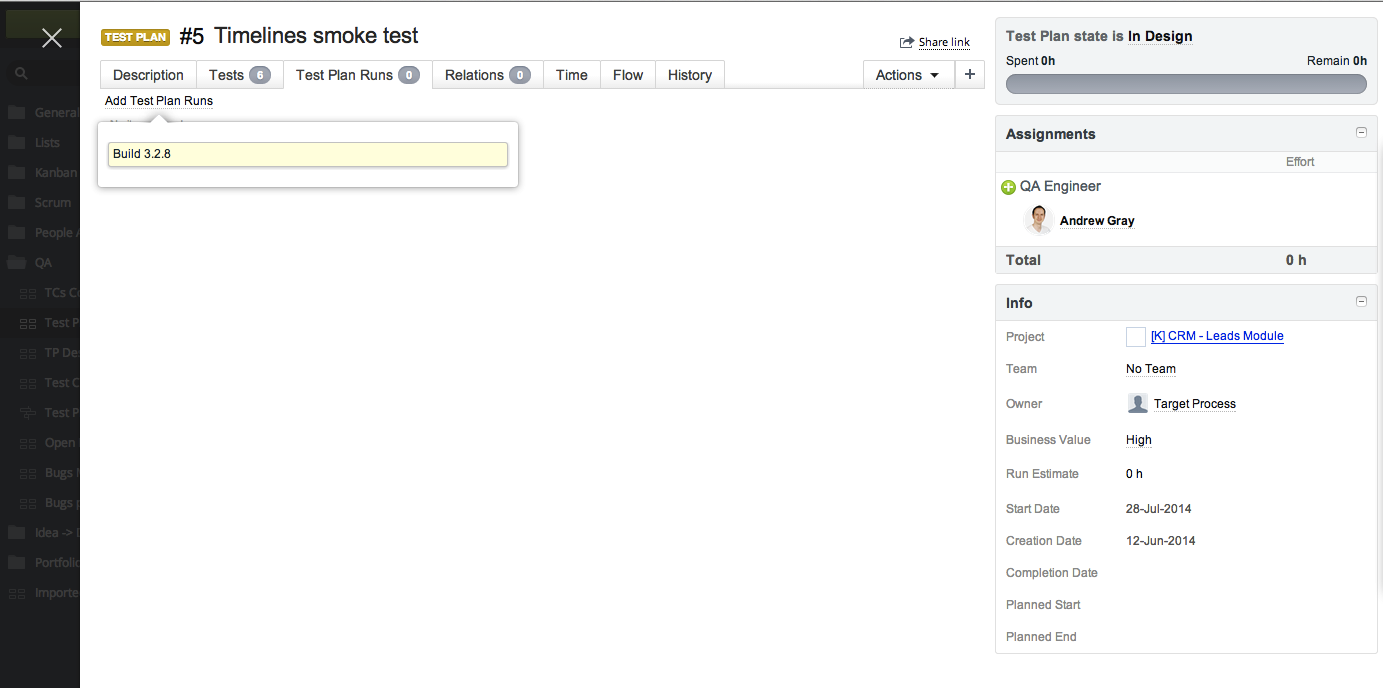 How to create a new Test Plan Run | Targetprocess - Enterprise Agility ...