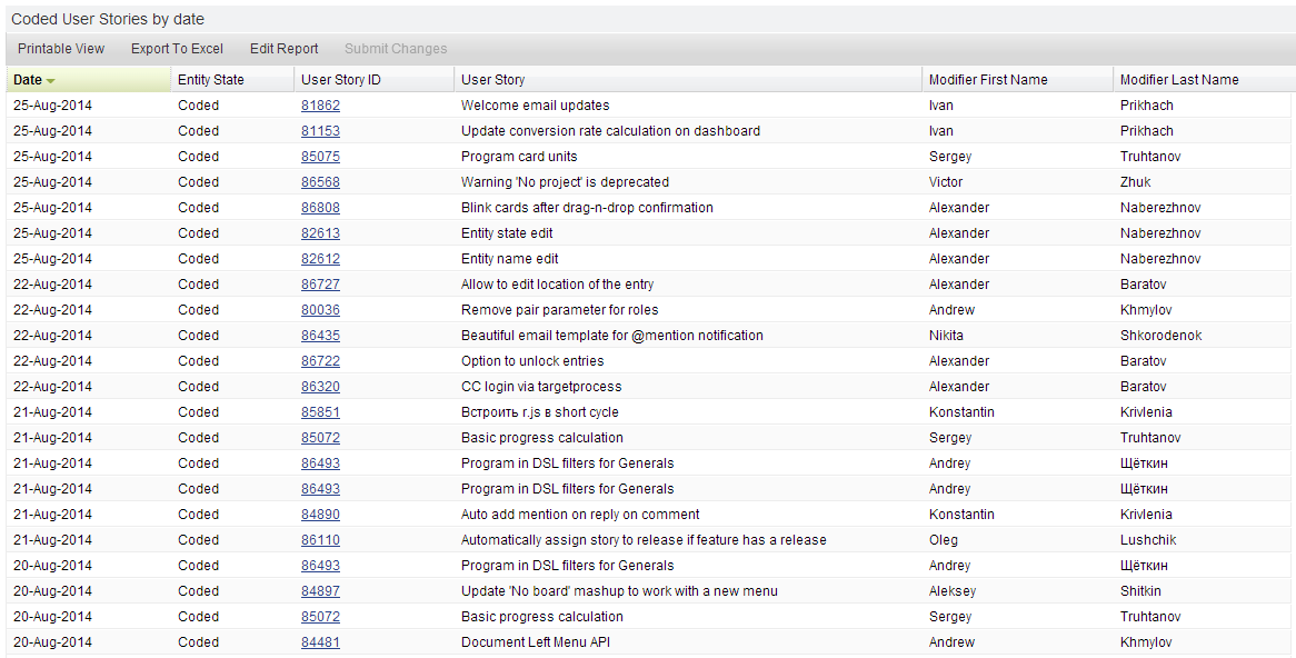 How to view historical records | Targetprocess - Enterprise Agility ...