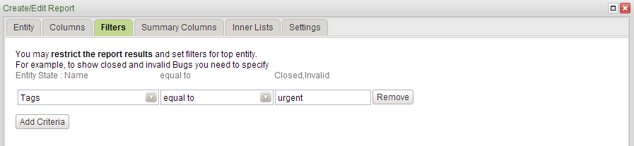 Filters in Tabular Reports | Targetprocess - Enterprise Agility Solution