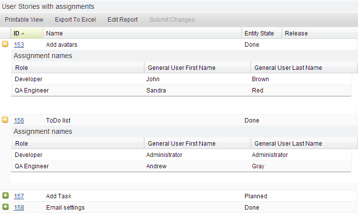 How To Create A Tabular Report With Assignments Targetprocess Enterprise Agility Solution
