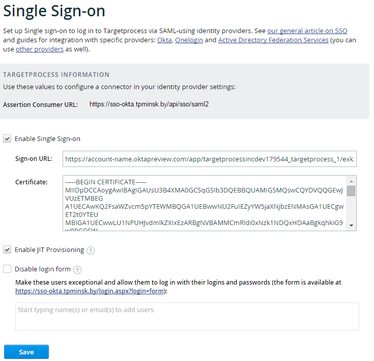 How to set up Single Sign-On in Targetprocess with Okta | Targetprocess ...